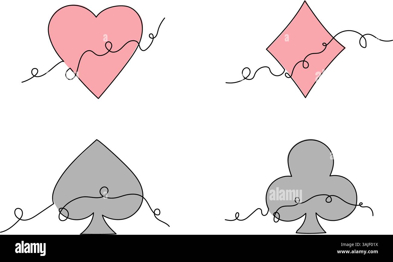 Playing Card Symbols Line Drawing Stock Vector Image & Art - Alamy