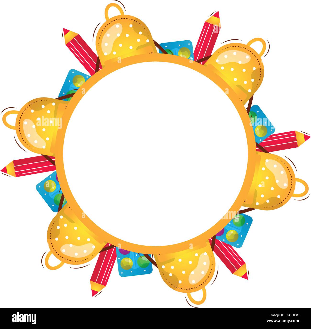 Round vector frame back to school on the white background Stock Vector ...