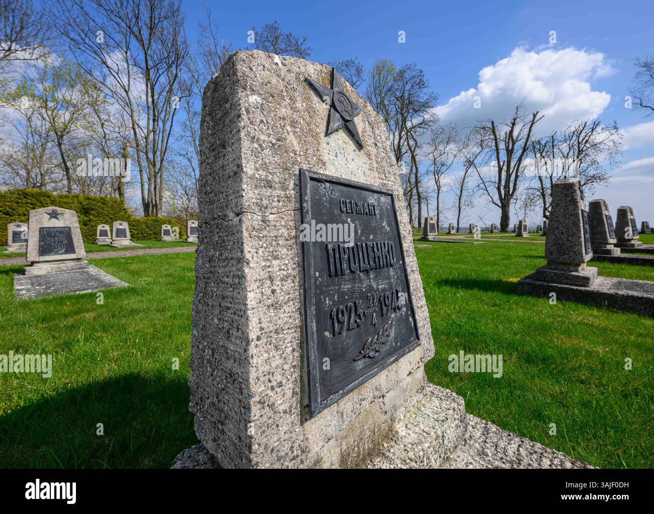 Seelow, Germany. 09th Apr, 2025. Gravestones of Soviet soldiers who ...