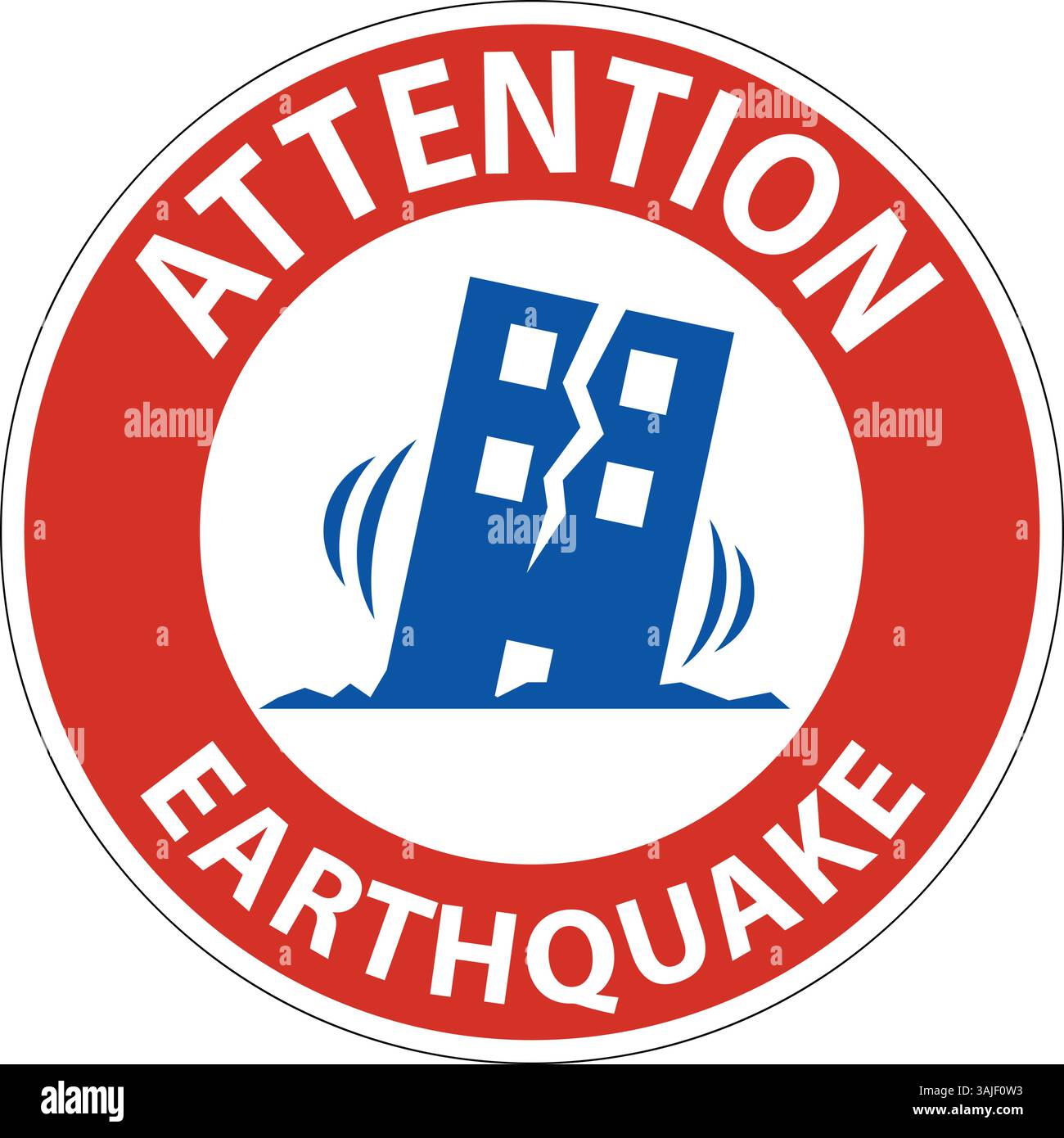 Earthquake Attention Sign with Cracked Building Stock Vector Image ...