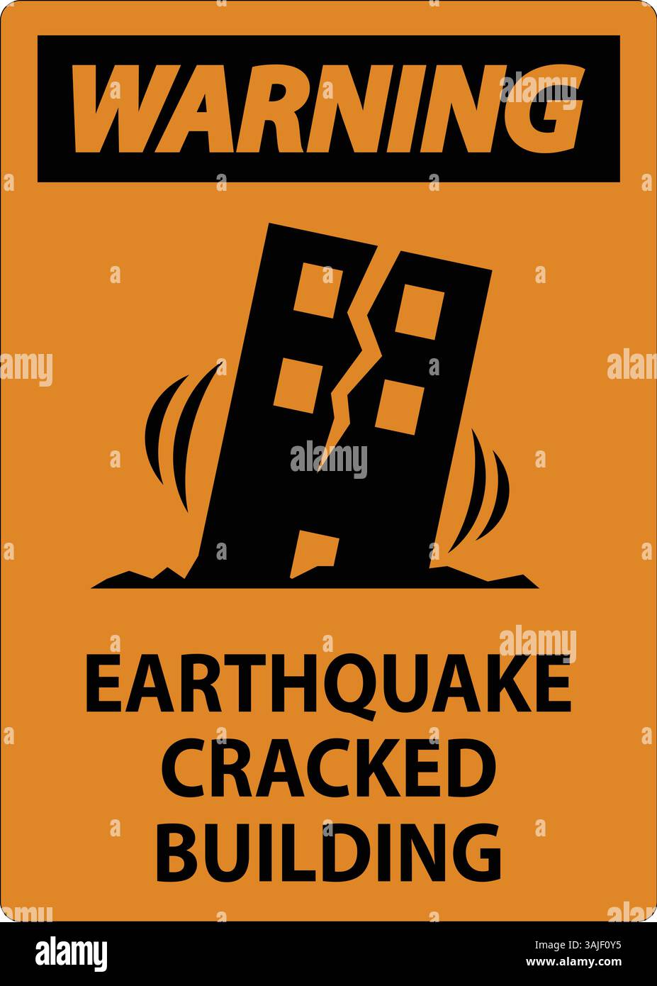 Earthquake Warning Sign with Cracked Building Stock Vector Image & Art ...