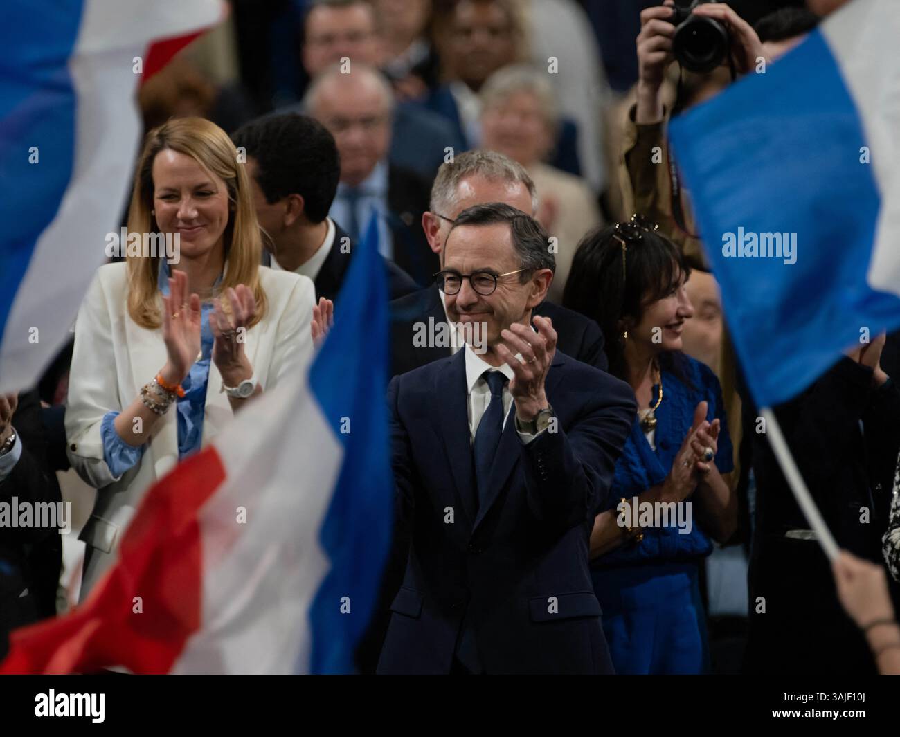 Levallois, France. 10th Apr, 2025. Bruno Retailleau during the meeting ...