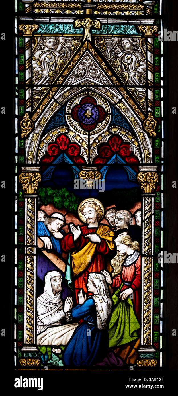 Raising of Lazarus stained glass, St. John the Baptist Church, Achurch ...