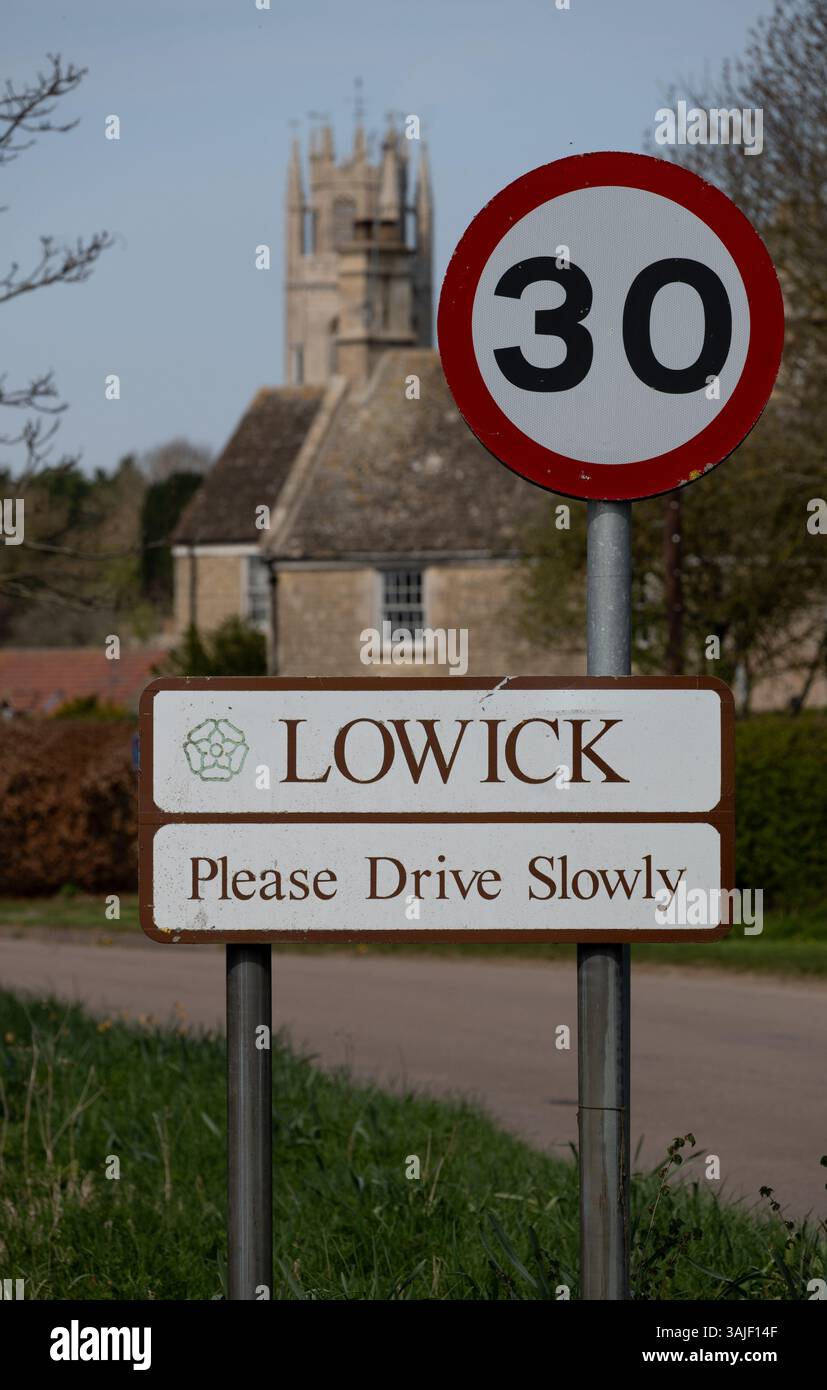 Lowick village sign, Northamptonshire, England, UK Stock Photo - Alamy