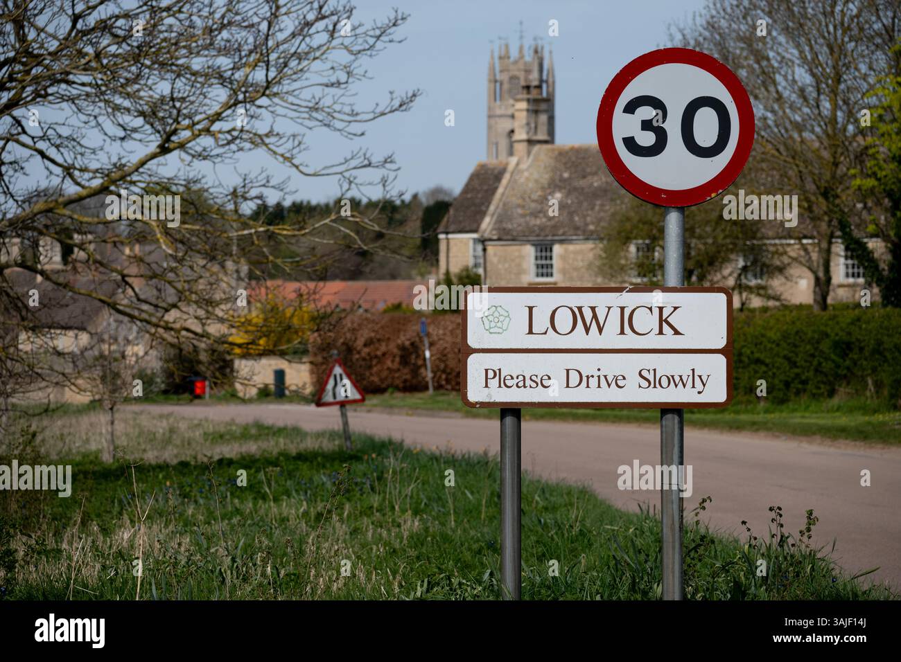 Lowick village sign, Northamptonshire, England, UK Stock Photo - Alamy