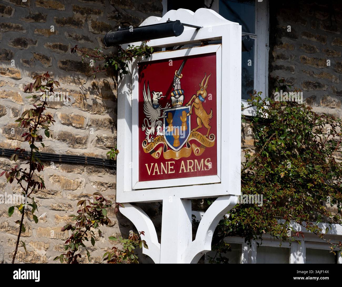 The Vane Arms sign, Sudborough, Northamptonshire, England, UK Stock ...