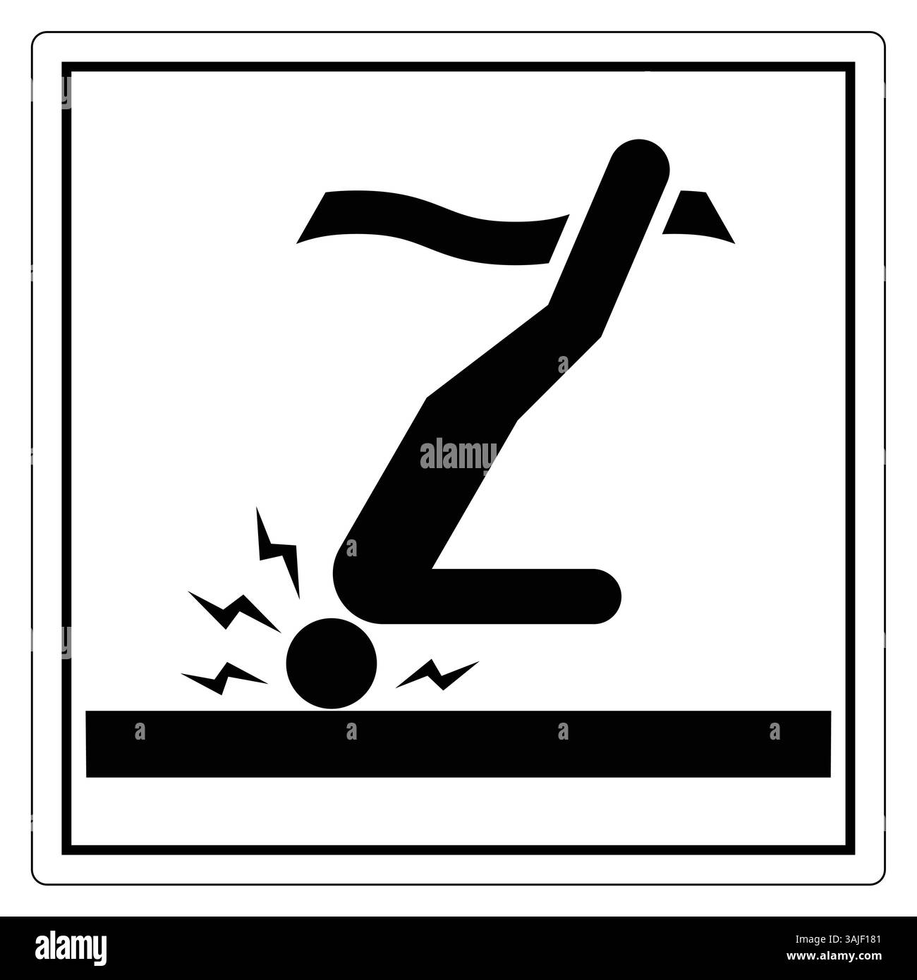 Black and white icon depicting a runner falling at the finish line ...