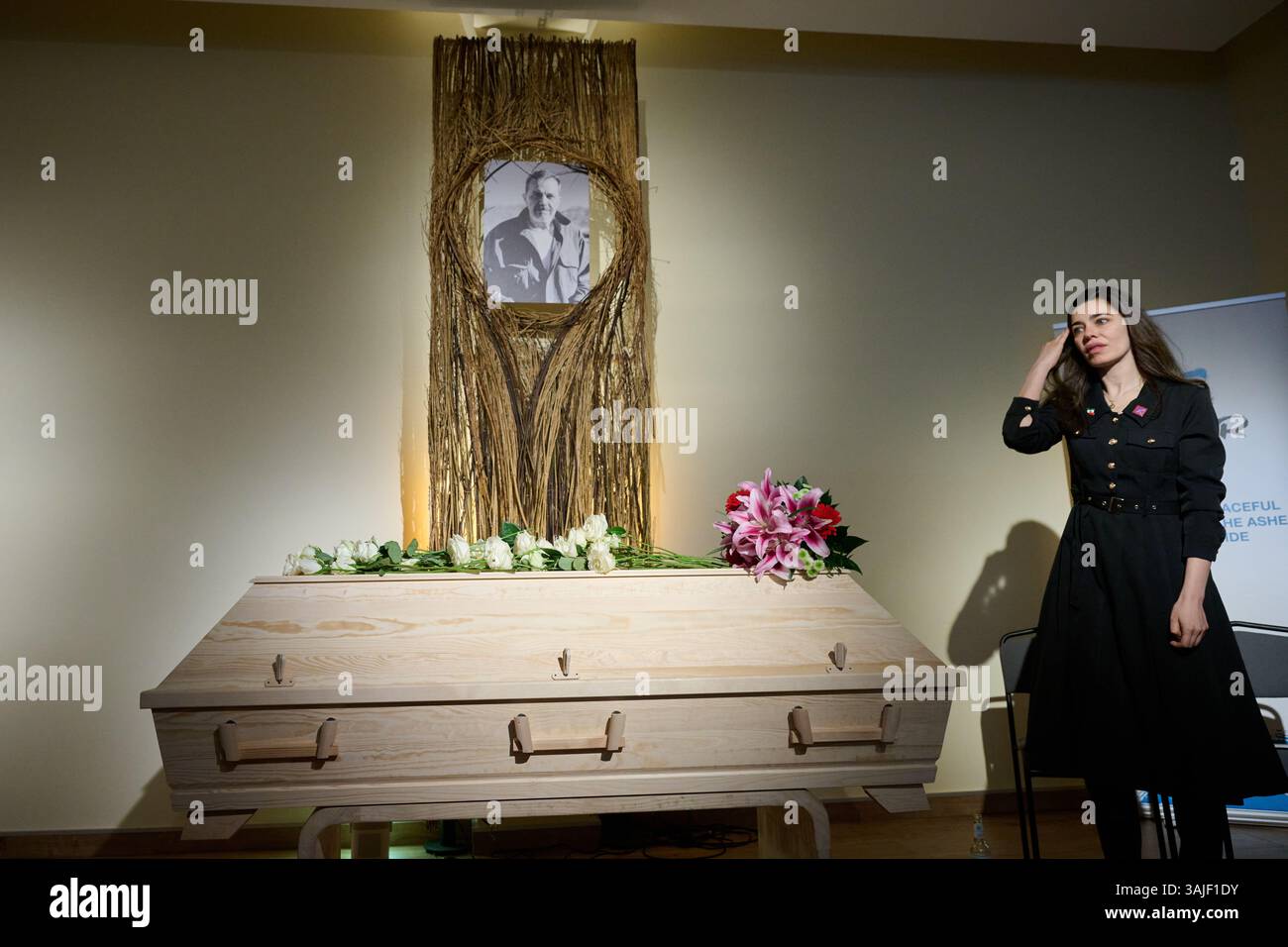 Berlin, Germany. 11th Apr, 2025. Gazelle Sharmahd stands by the coffin ...