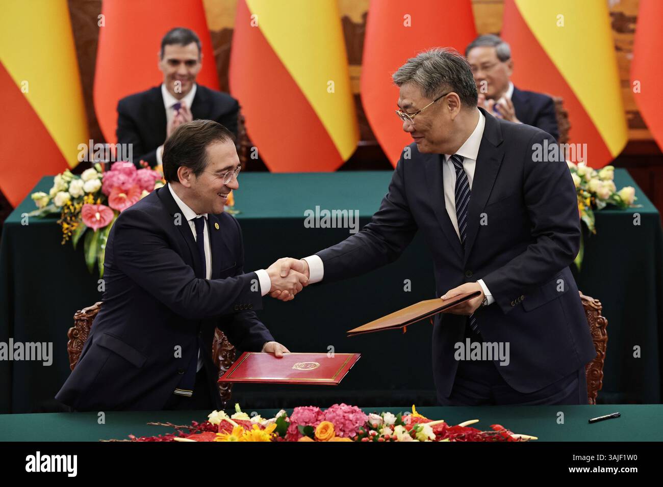 Spanish Minister of Foreign Affairs, Jose Manuel Albares, front left ...
