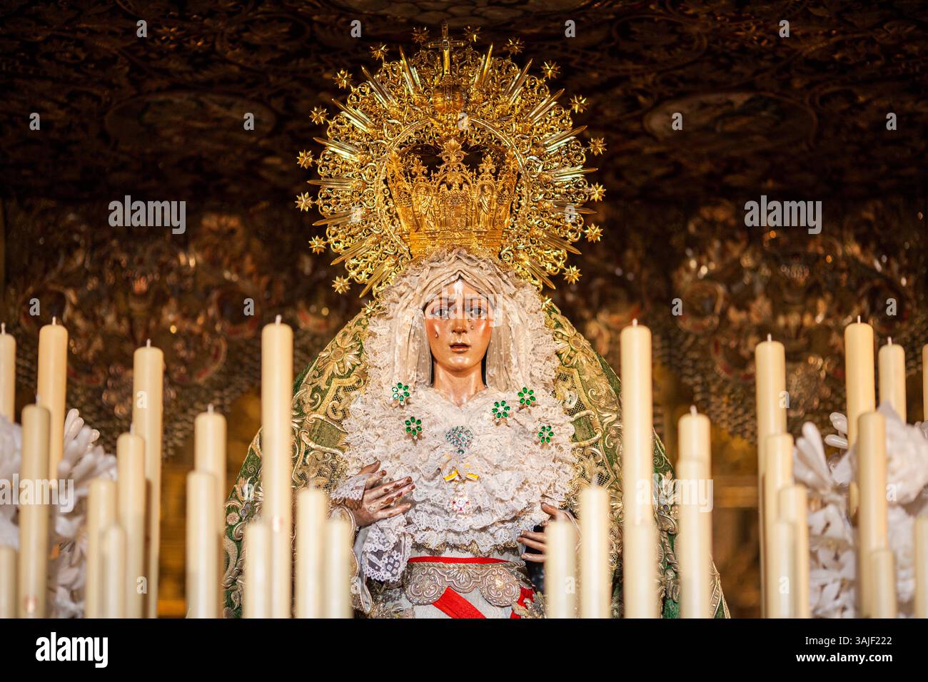 Virgen de la Esperanza Macarena, crowned in grace, stands ready for the ...
