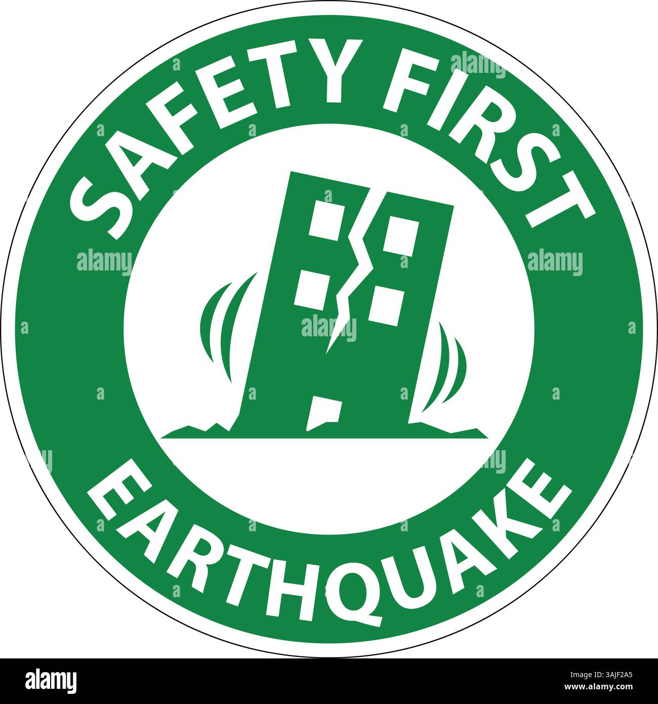 Earthquake Safety First Sign with Cracked Building Stock Vector Image ...