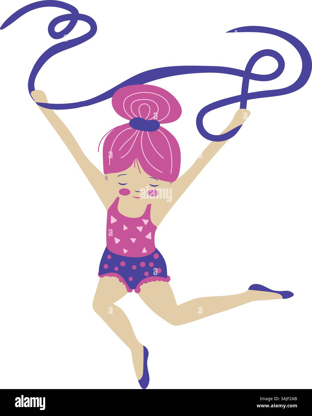 the girl is doing gymnastics, cartoon vector illustration on the white ...
