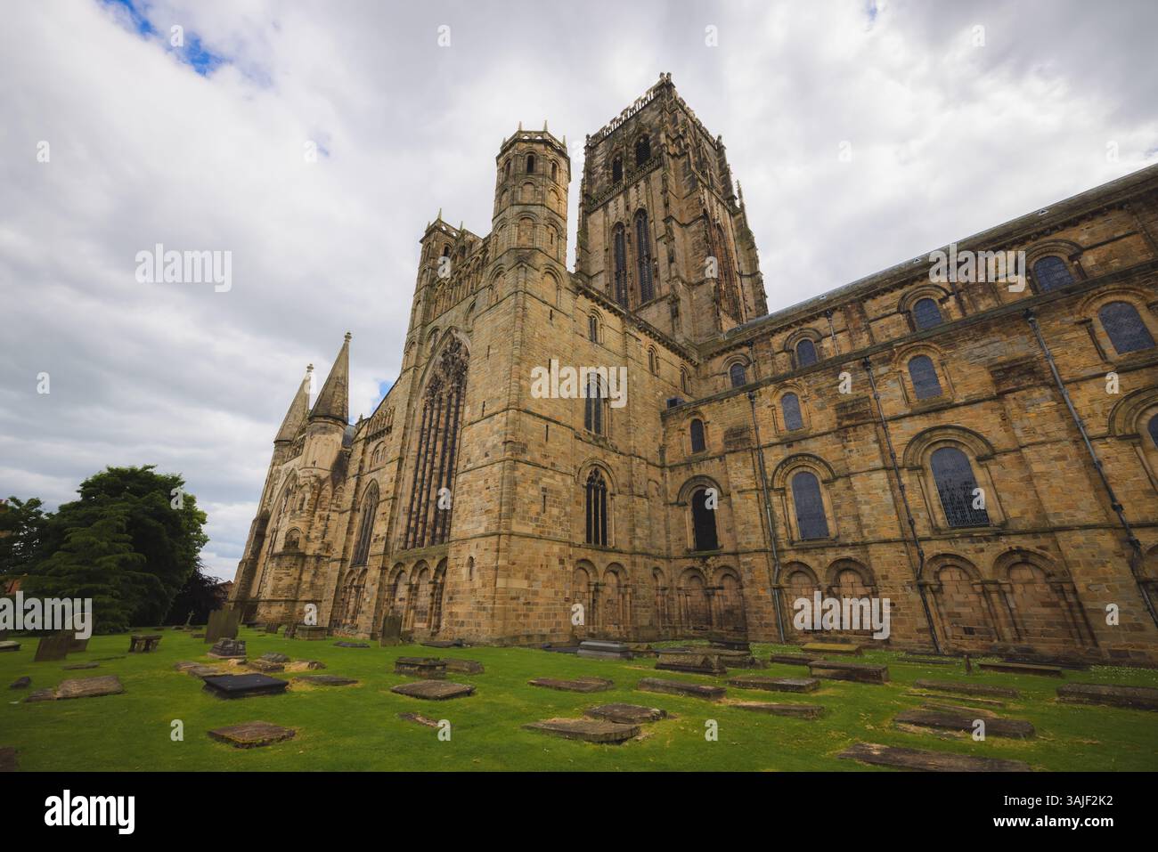 The ancient and grand Durham Cathedral with its historic cemetery and ...