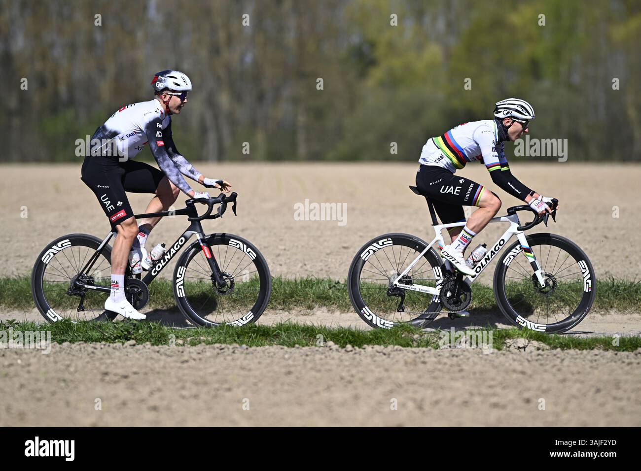 Roubaix, France. 11th Apr, 2025. Belgian Florian Vermeersch of UAE Team ...