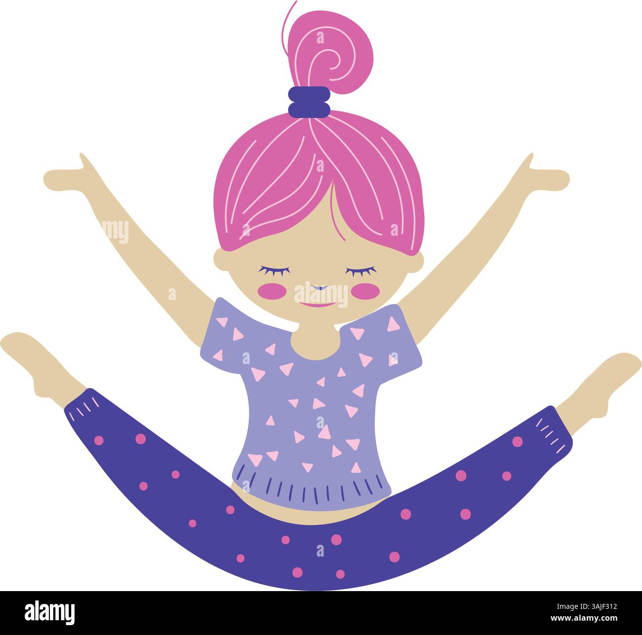 the girl is doing gymnastics, cartoon vector illustration on the white ...