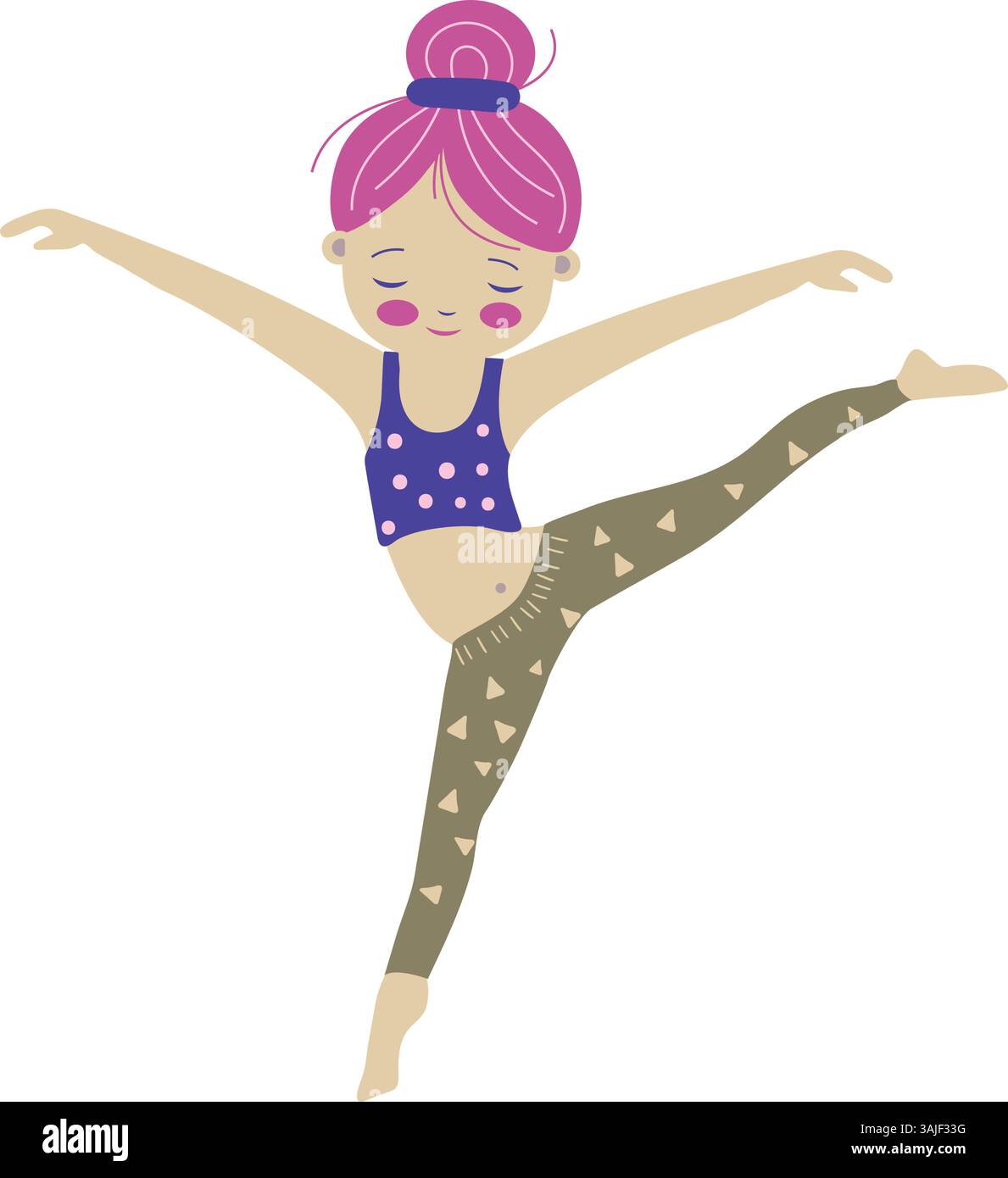 the girl is doing gymnastics, cartoon vector illustration on the white ...