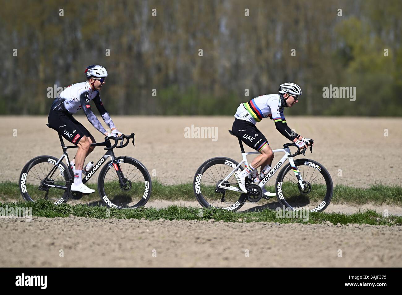 Roubaix, France. 11th Apr, 2025. Belgian Florian Vermeersch of UAE Team ...