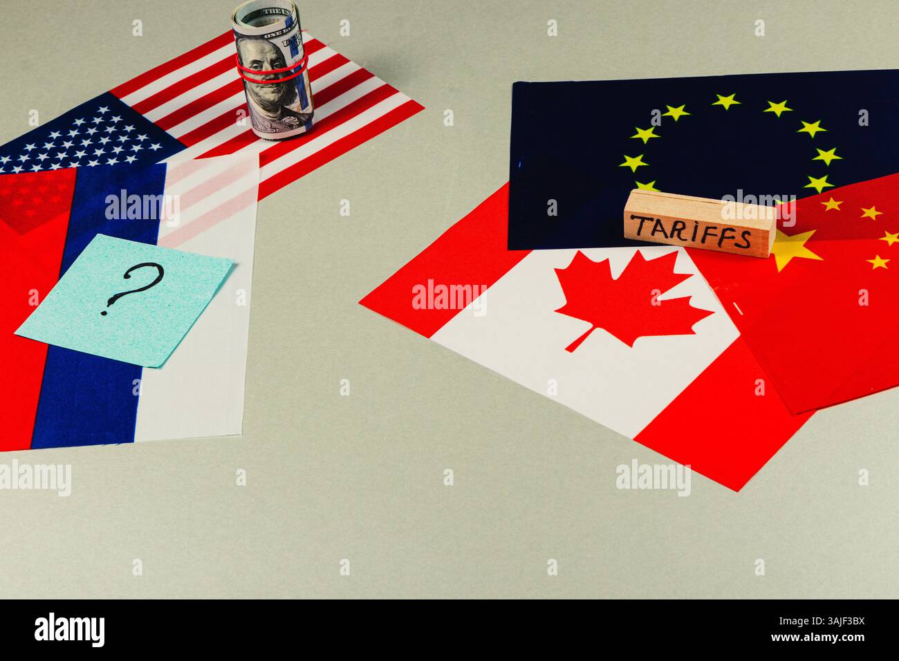Flags of the US, Canada, China, Russia, and the EU symbolize complex ...