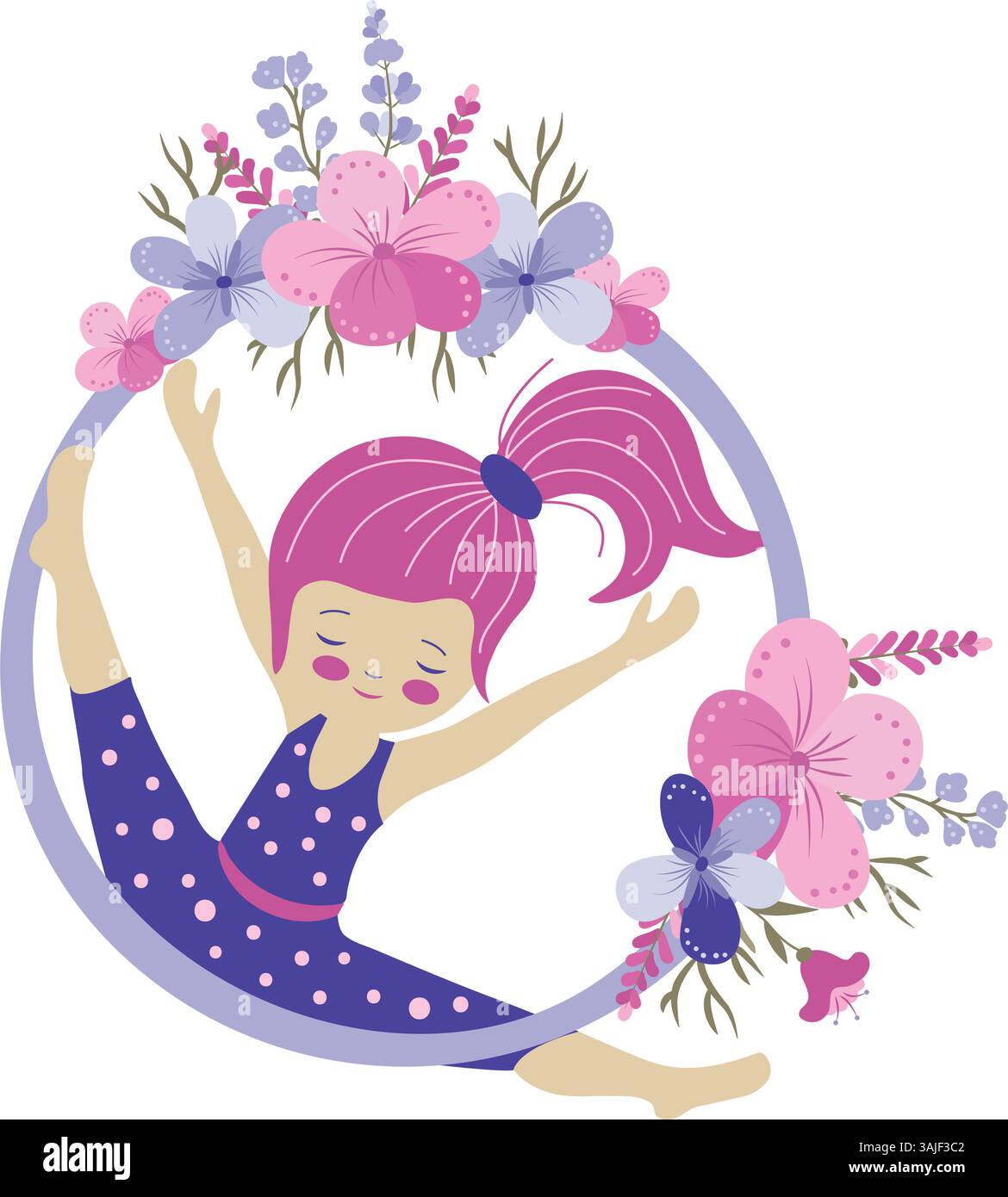 the girl is doing gymnastics, cartoon vector illustration on the white ...