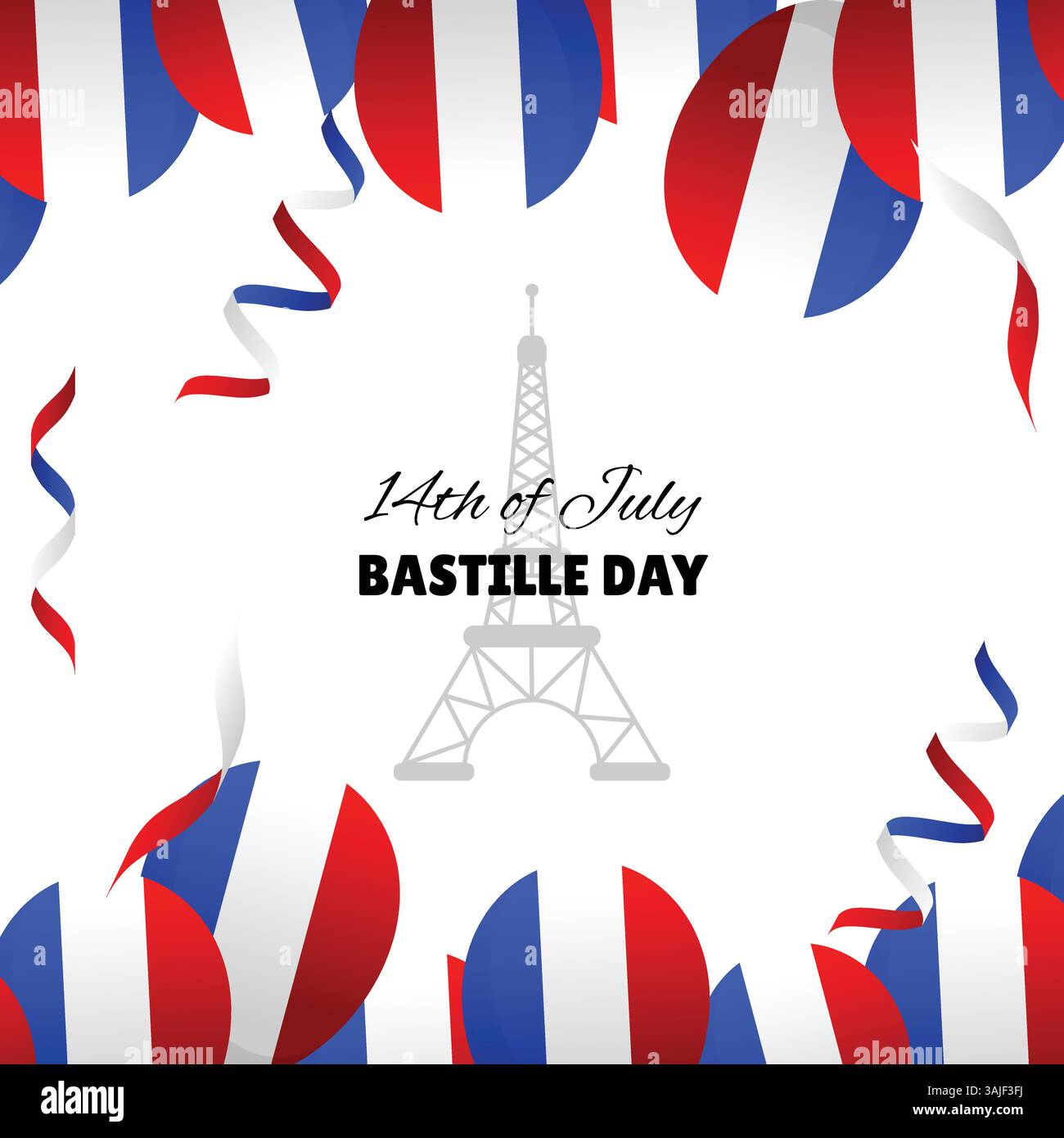 France Bastille Day, vector banner with flags, confetti Stock Vector ...