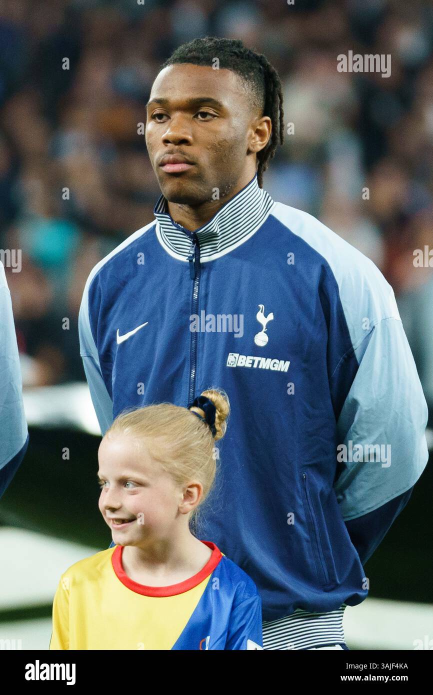 London, UK. 10th Apr, 2025. Destiny Udogie of Tottenham Hotspur prior ...