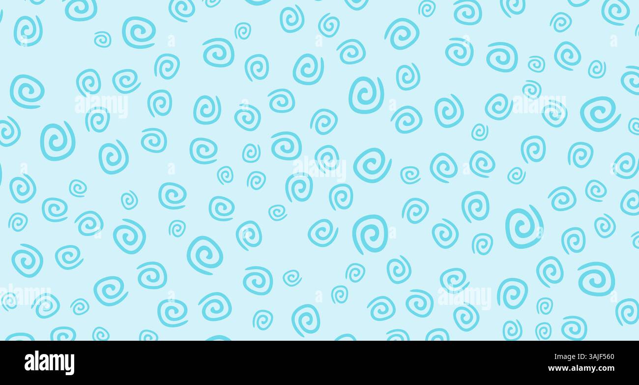 Random spiral shapes on light blue background. Pattern featuring ...