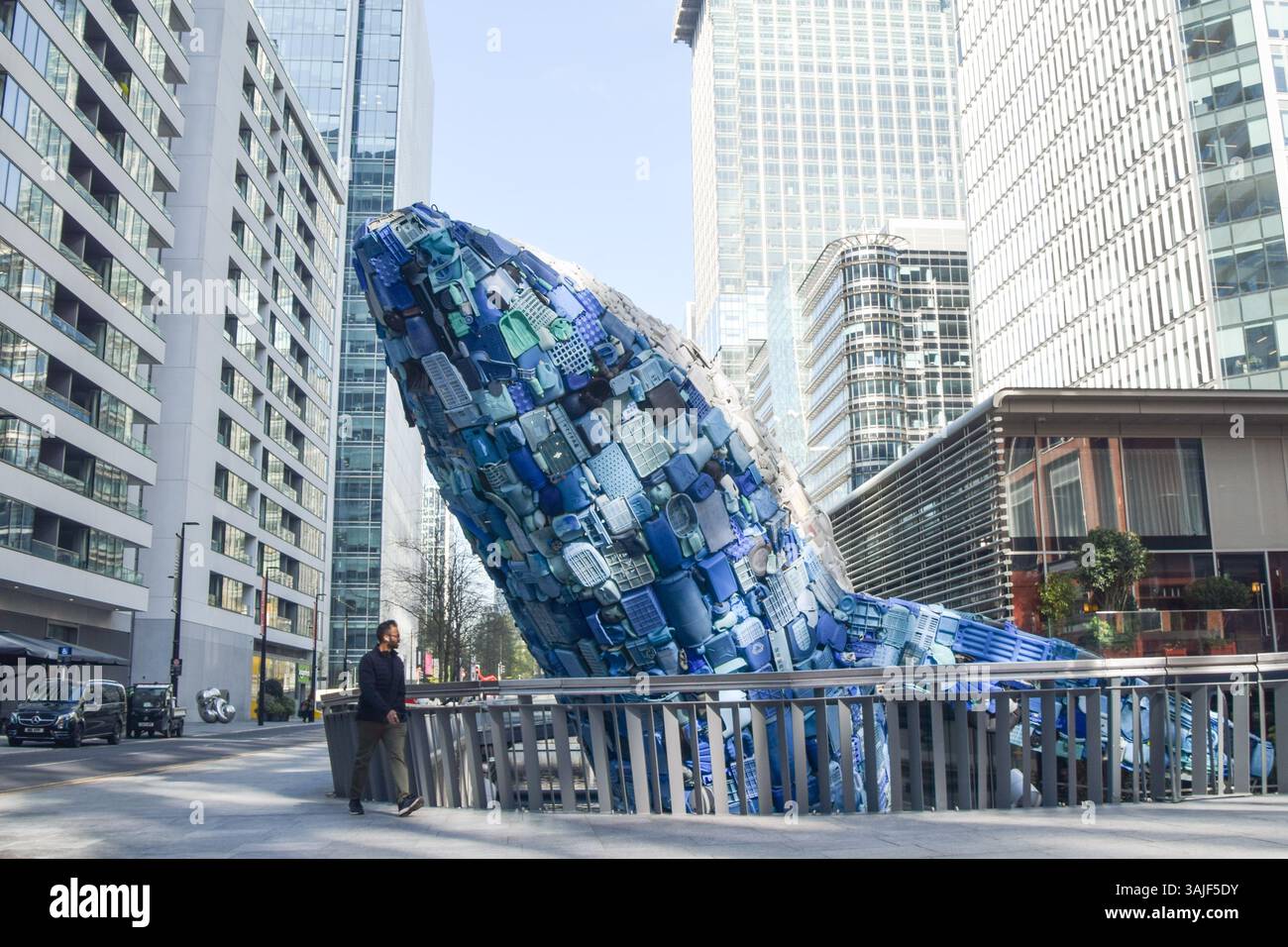 London, UK. 11th April 2025. A whale sculpture, titled Whale on the ...
