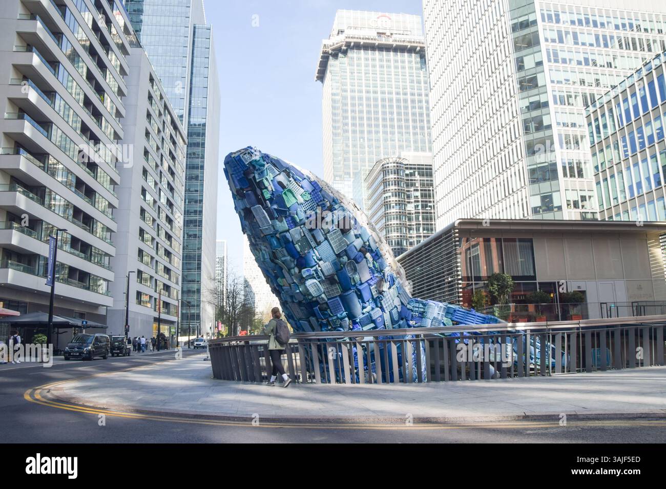 London, UK. 11th April 2025. A whale sculpture, titled Whale on the ...