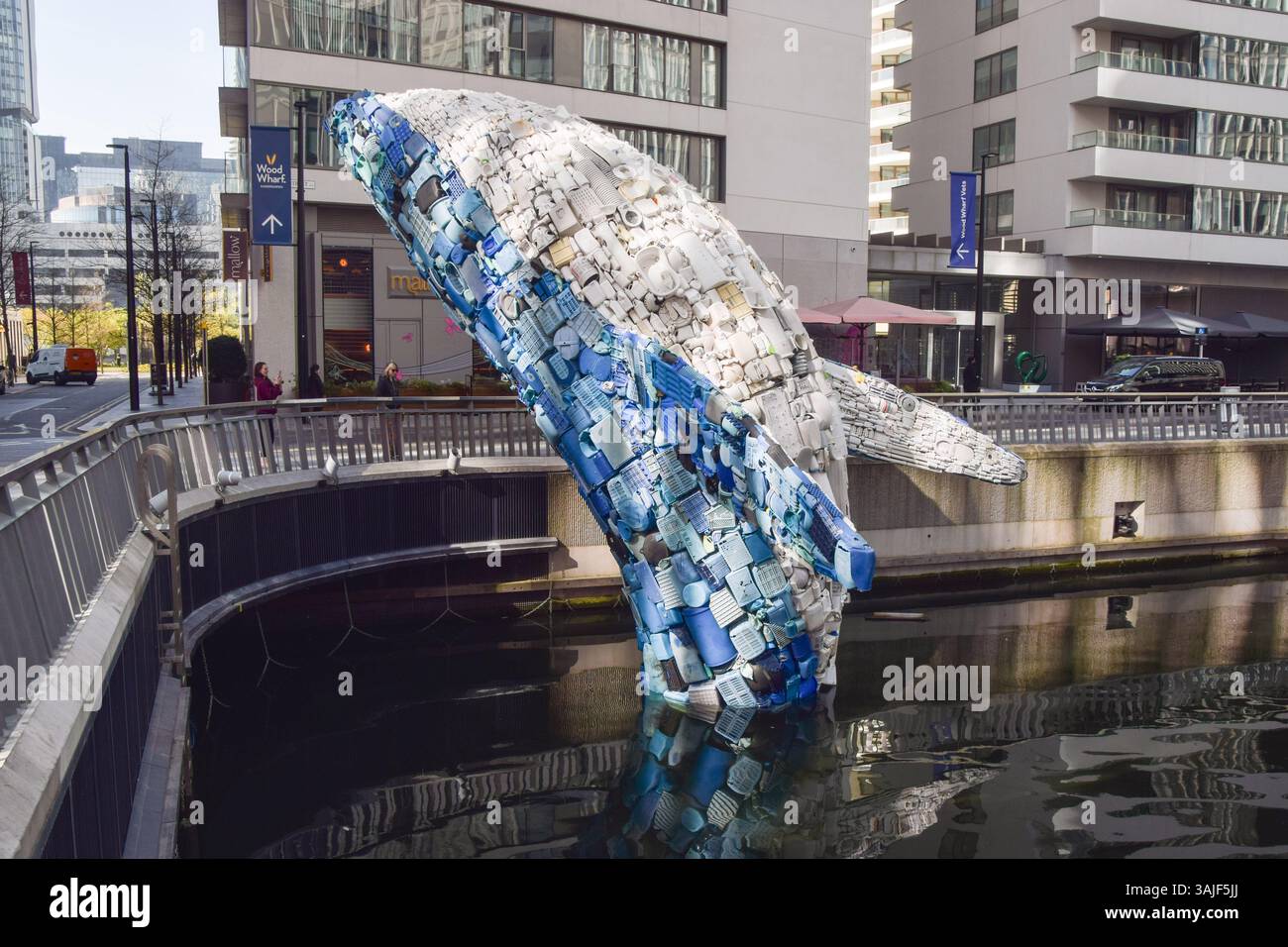 London, UK. 11th April 2025. A whale sculpture, titled Whale on the ...