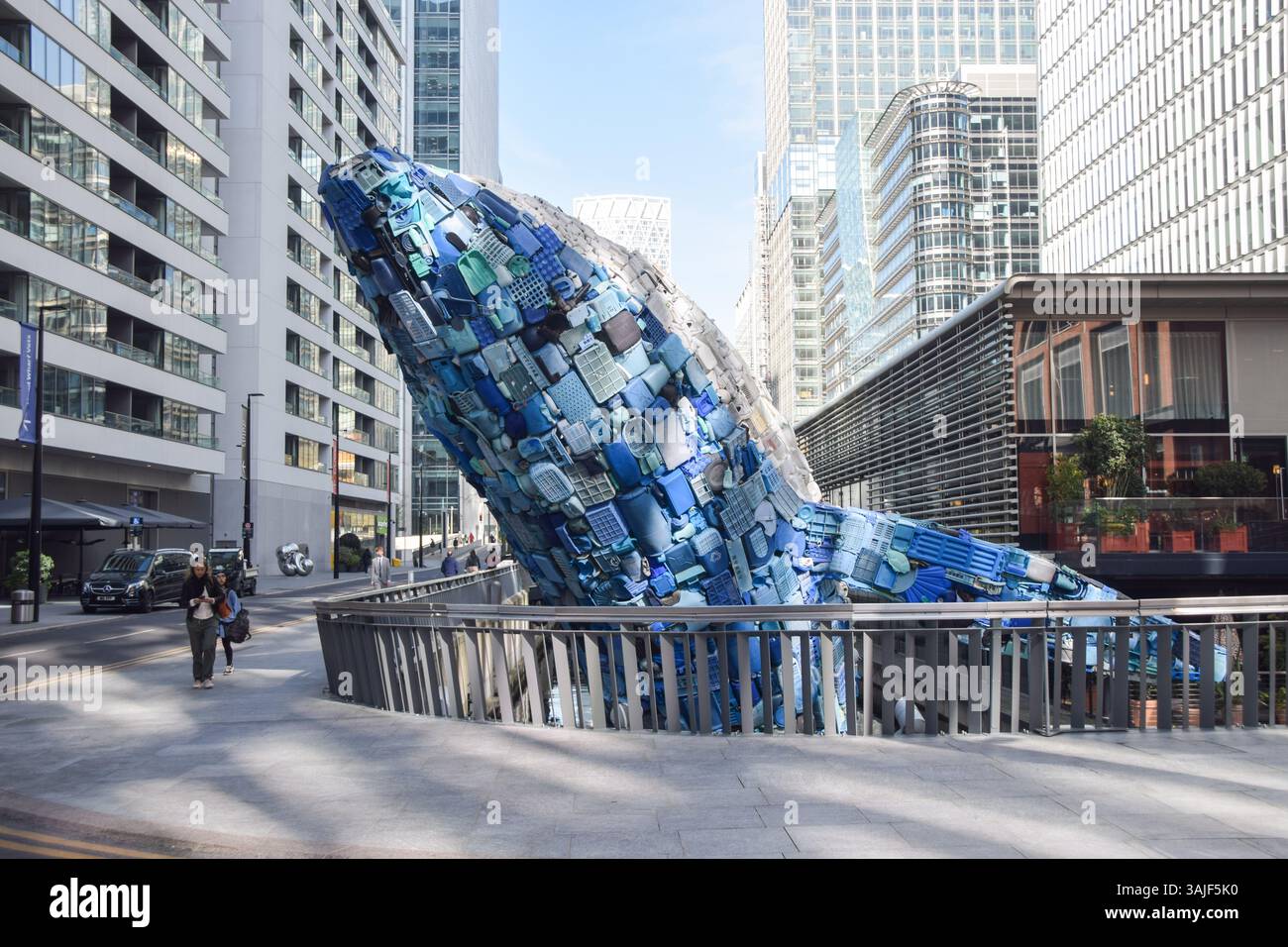 London, UK. 11th April 2025. A whale sculpture, titled Whale on the ...