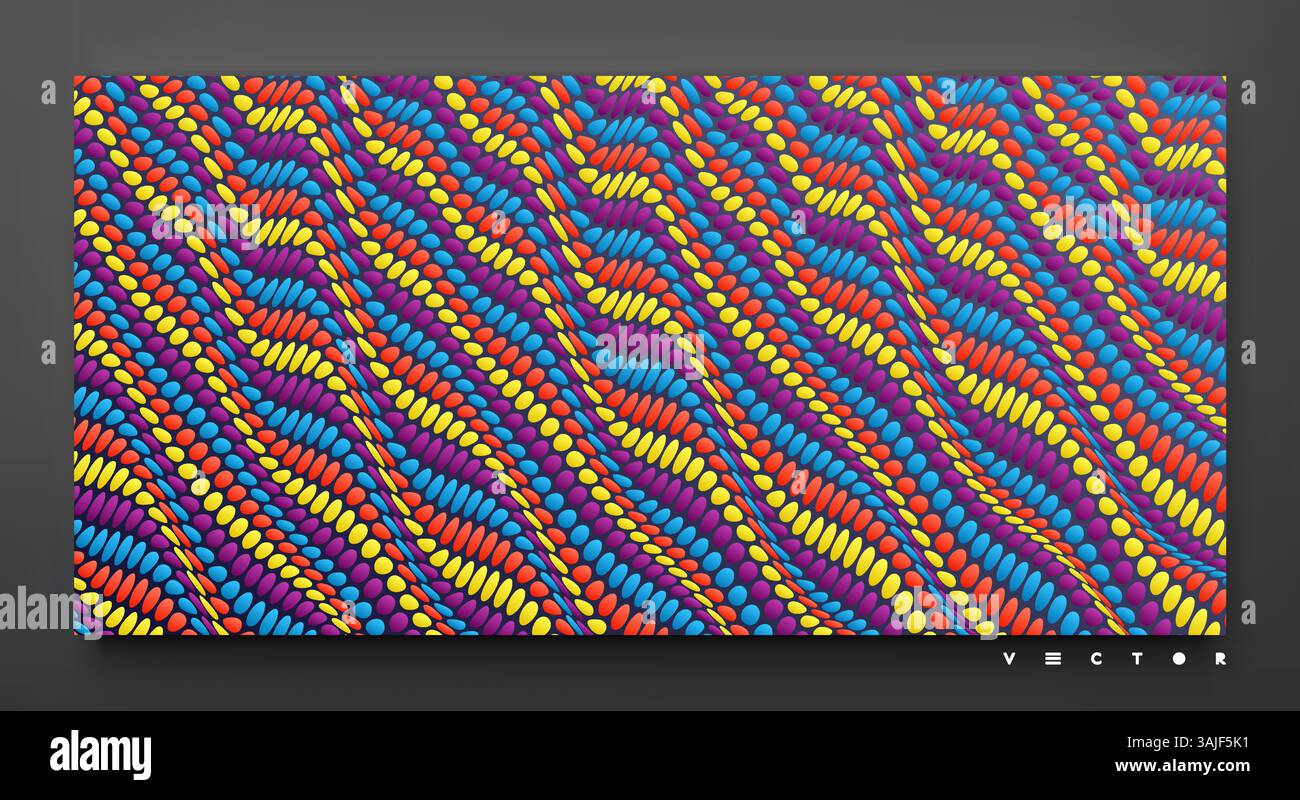 Wavy dotted background with optical illusion. Abstract polka dots ...