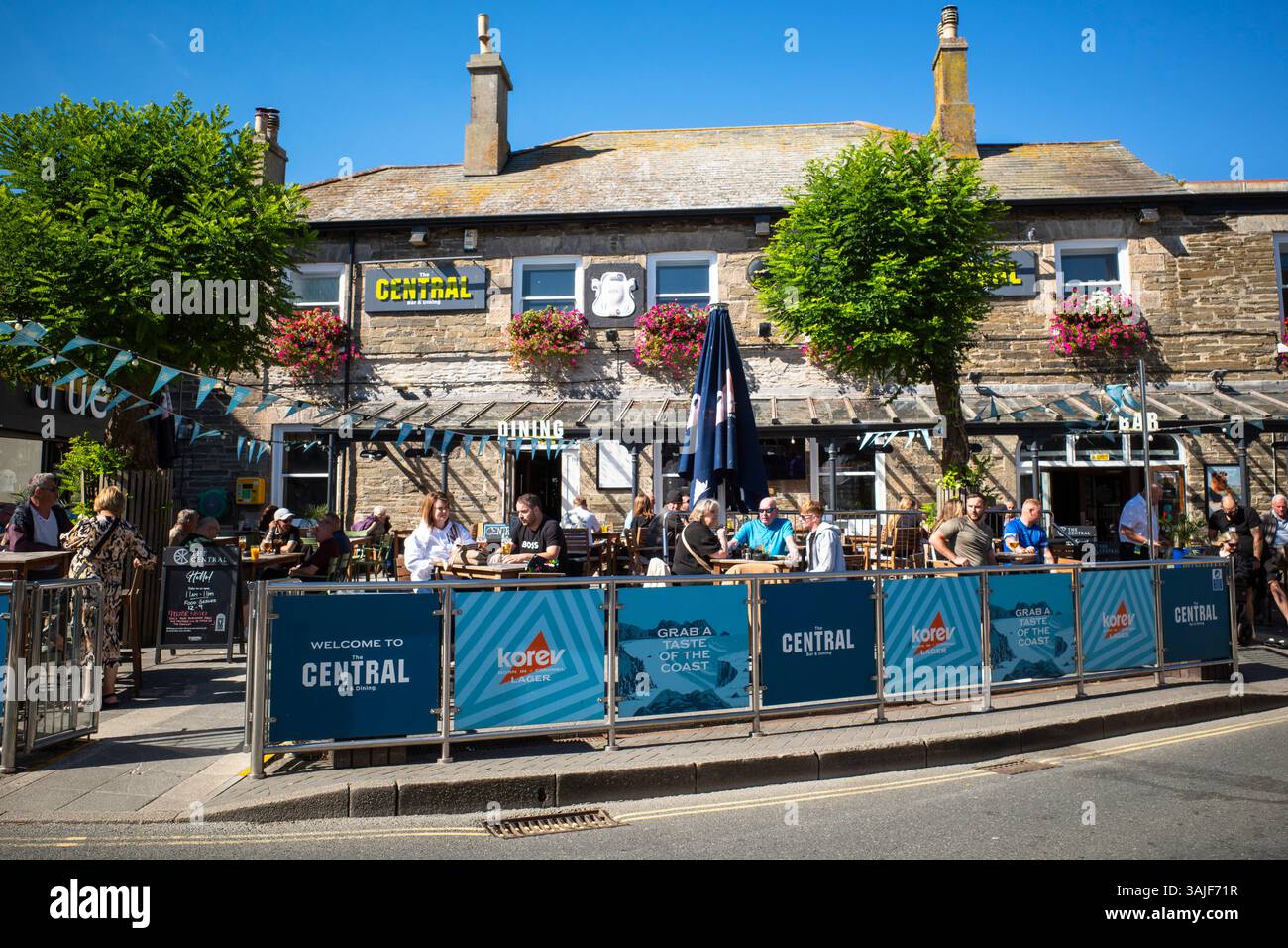 The Central Pub Bar in Newquay Town centre in Cornwall in the UK Stock ...