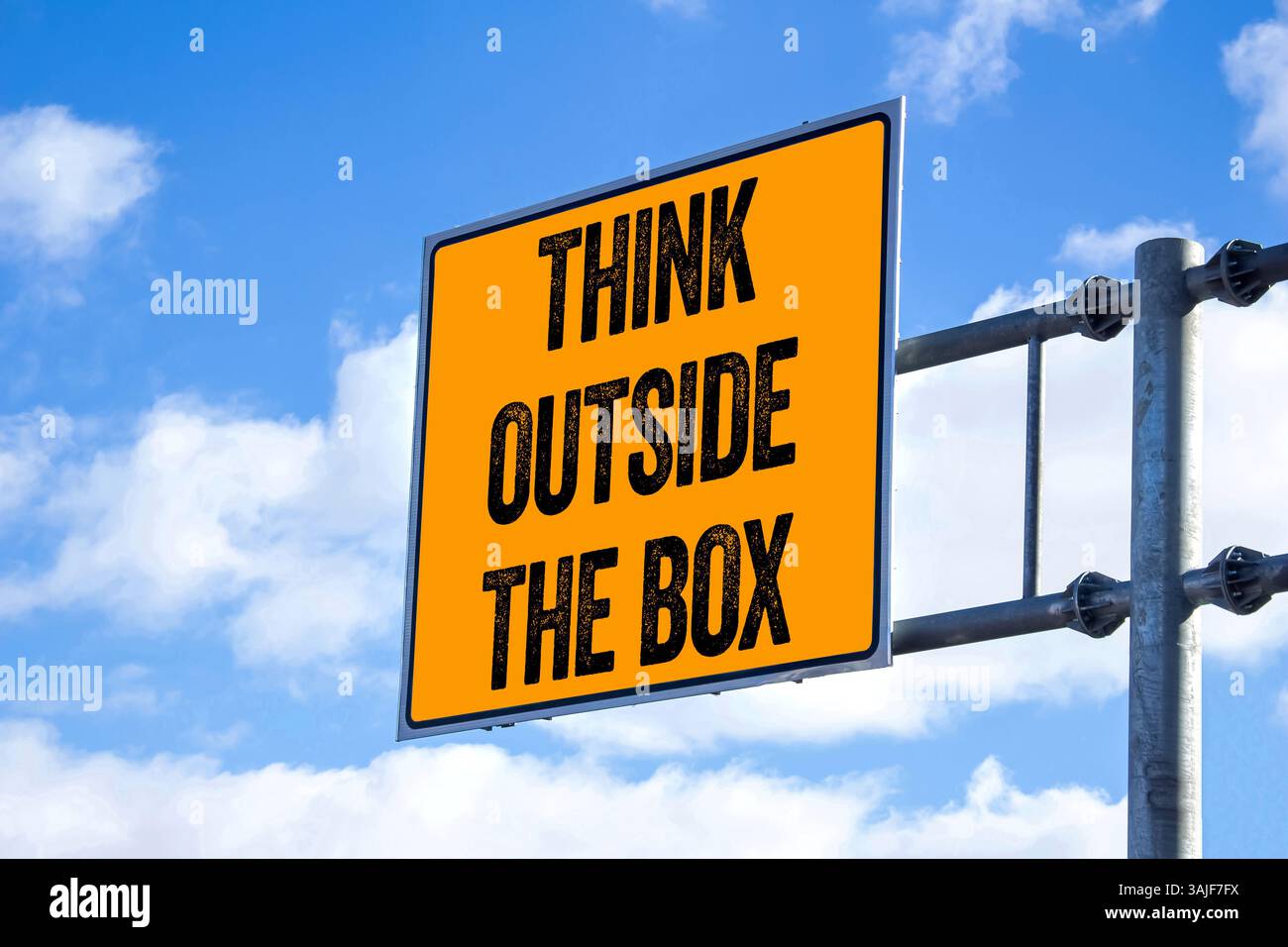 Think outside the box message written on billboard. Conceptual think outside the box symbol ...