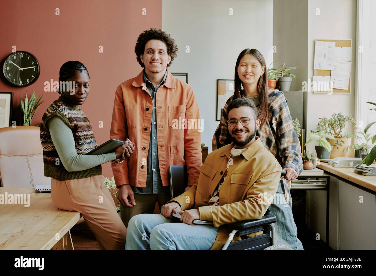 Portrait of talented and young group of developers and programmer ...