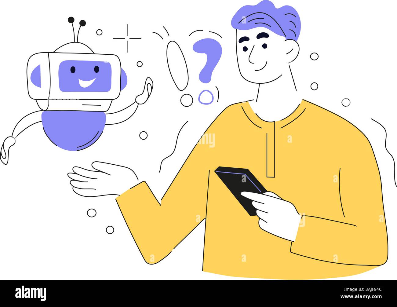 Education with AI technology vector. Students and teachers using ...