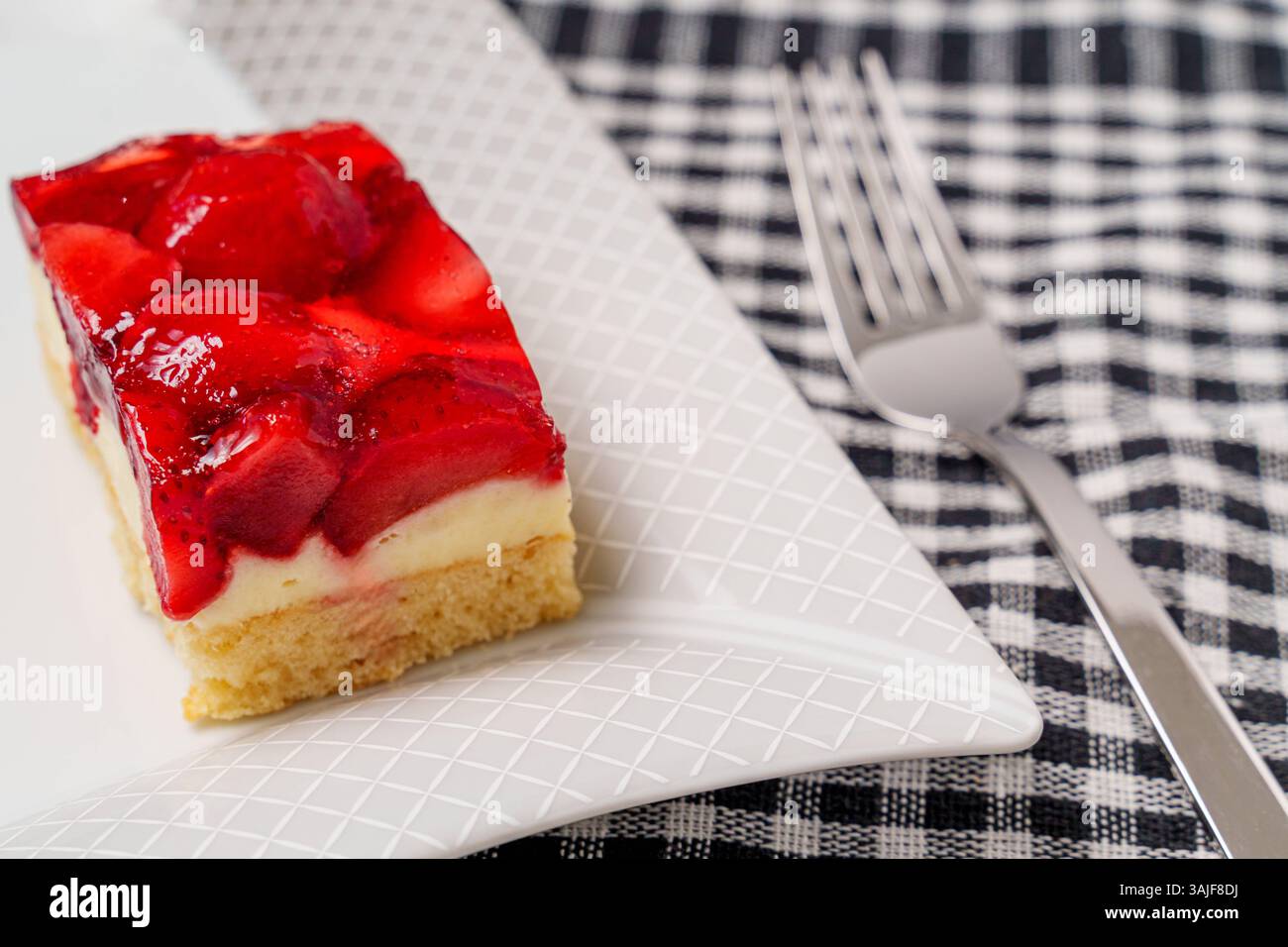 Bavaria, Germany - April 8, 2025: Appetizing piece of strawberry cake ...