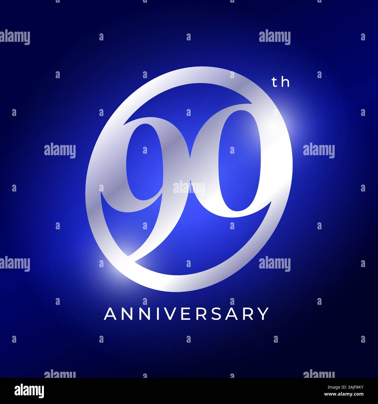 Elegant 90th Anniversary Logo Design With Silver Metallic Number On ...