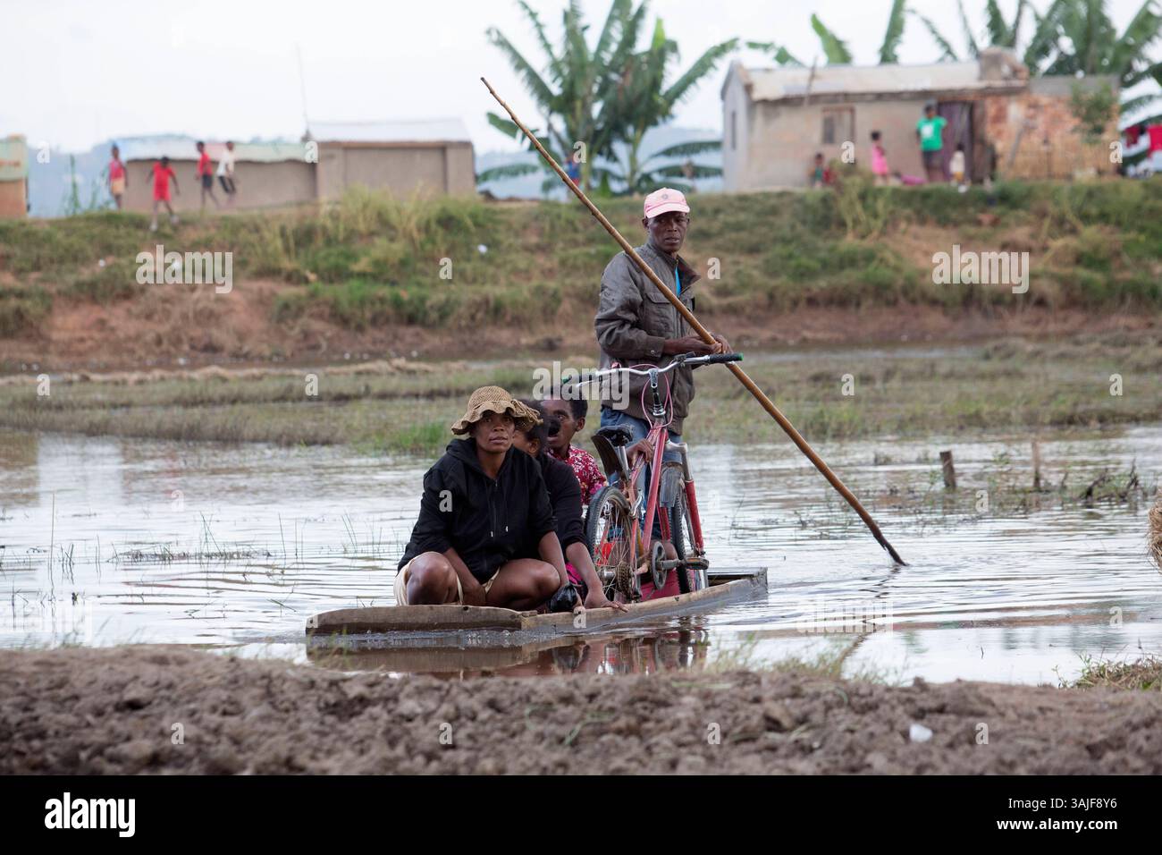 Floods aftermath in Madagascar Villagers cross flooded vegetable ...