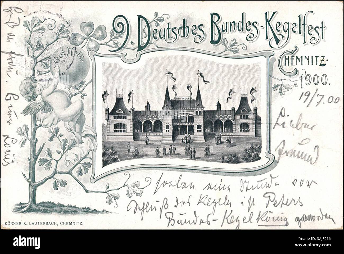 German Bowling Festival in Chemnitz in 1900, Saxony, Germany, digitally ...