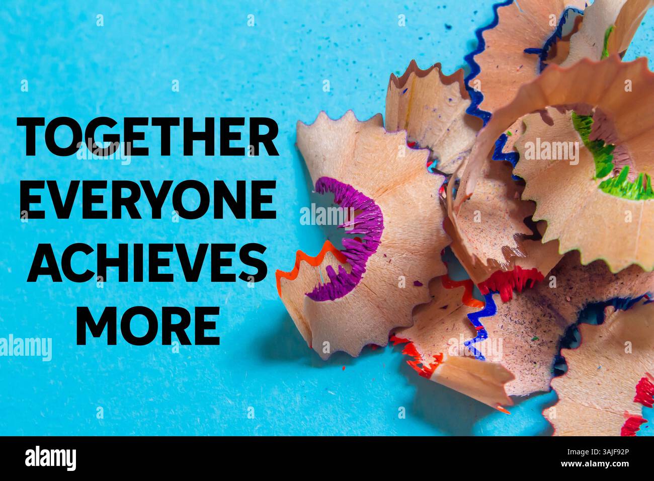 Together everyone achieves more message written on blue background ...