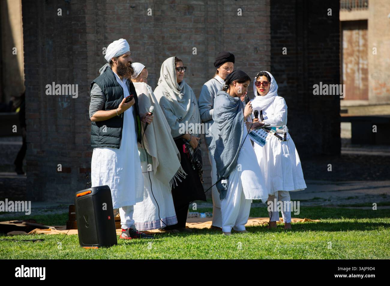 Traditional Arabic women musicians performing live outdoors, cultural ...