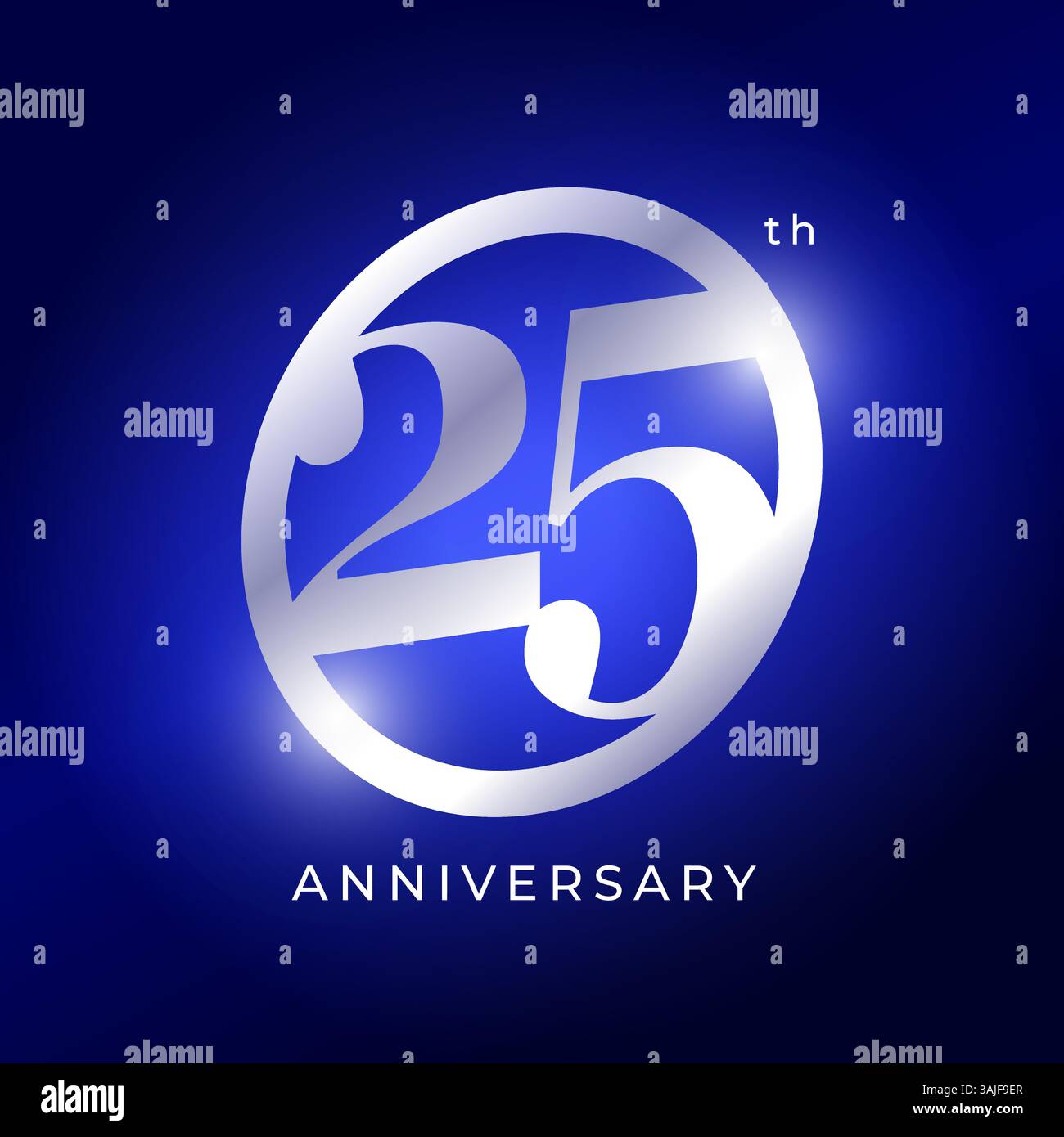 Elegant 25th Anniversary Logo Design With Silver Metallic Number On ...