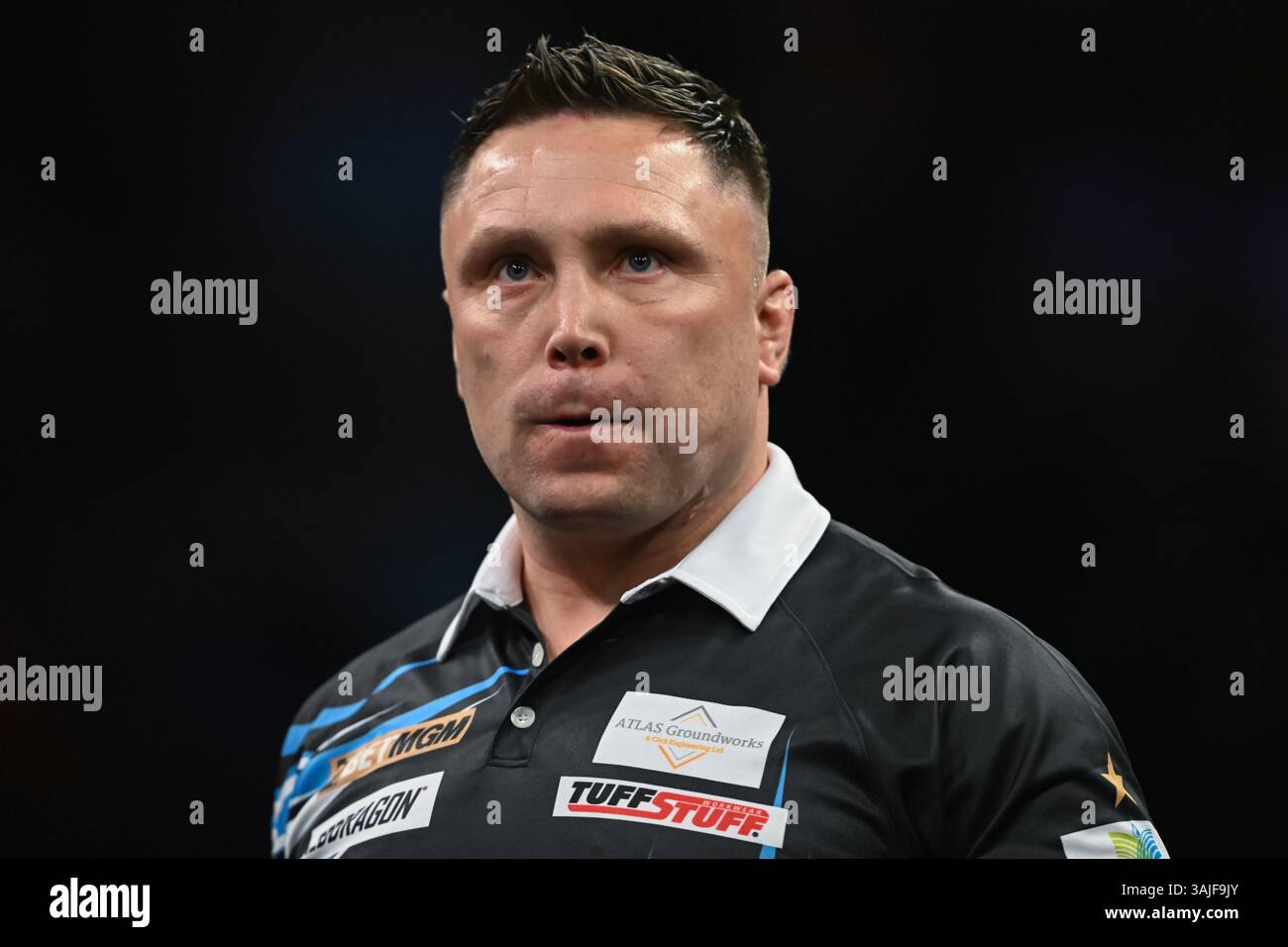 Gerwyn Price during the Darts 2025 BetMGM Premier League - at AO Arena ...