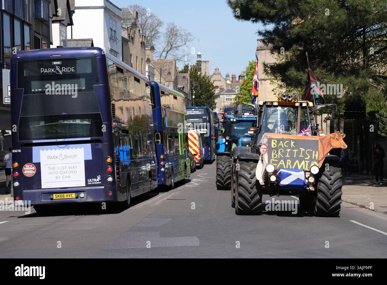 Farmers in tractors take part in a protest in Oxford over the changes ...