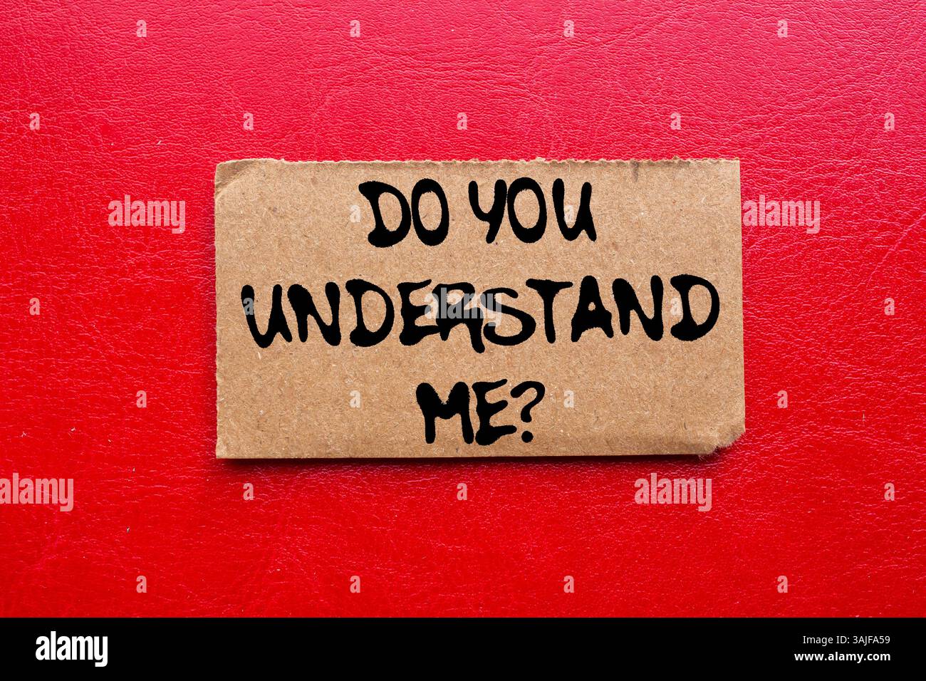 Do you understand me message written on ripped torn cardboard paper ...