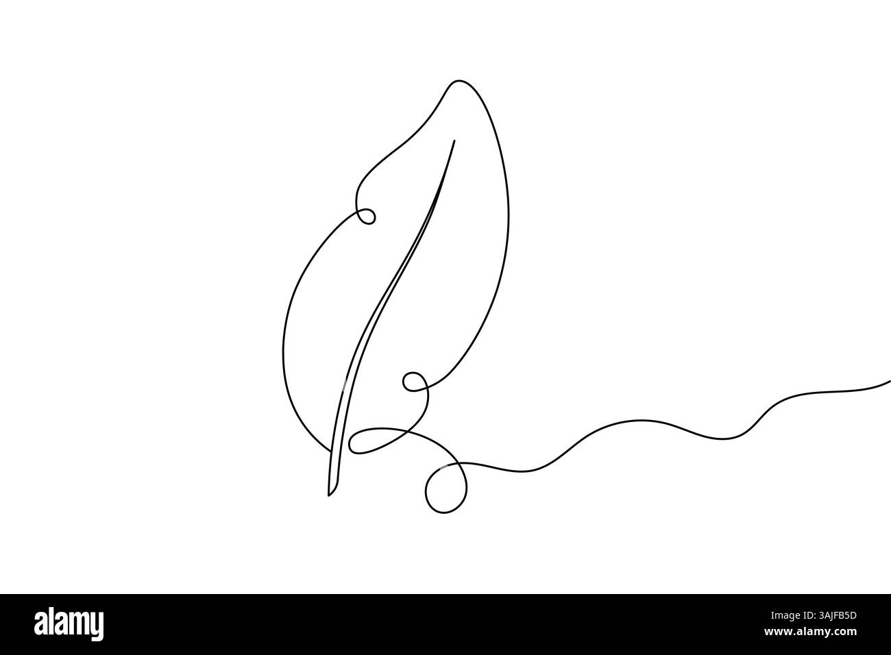 Minimalist Bird Feather Continuous Line Drawing - Elegant Outline ...
