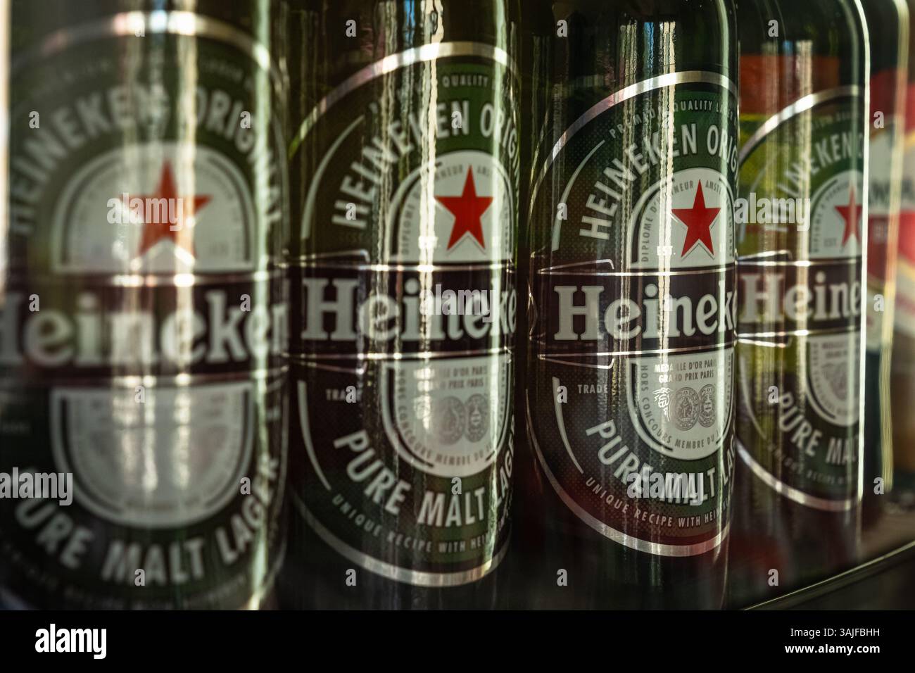 Bottles of Heineken beer - flagship product of Heineken International ...