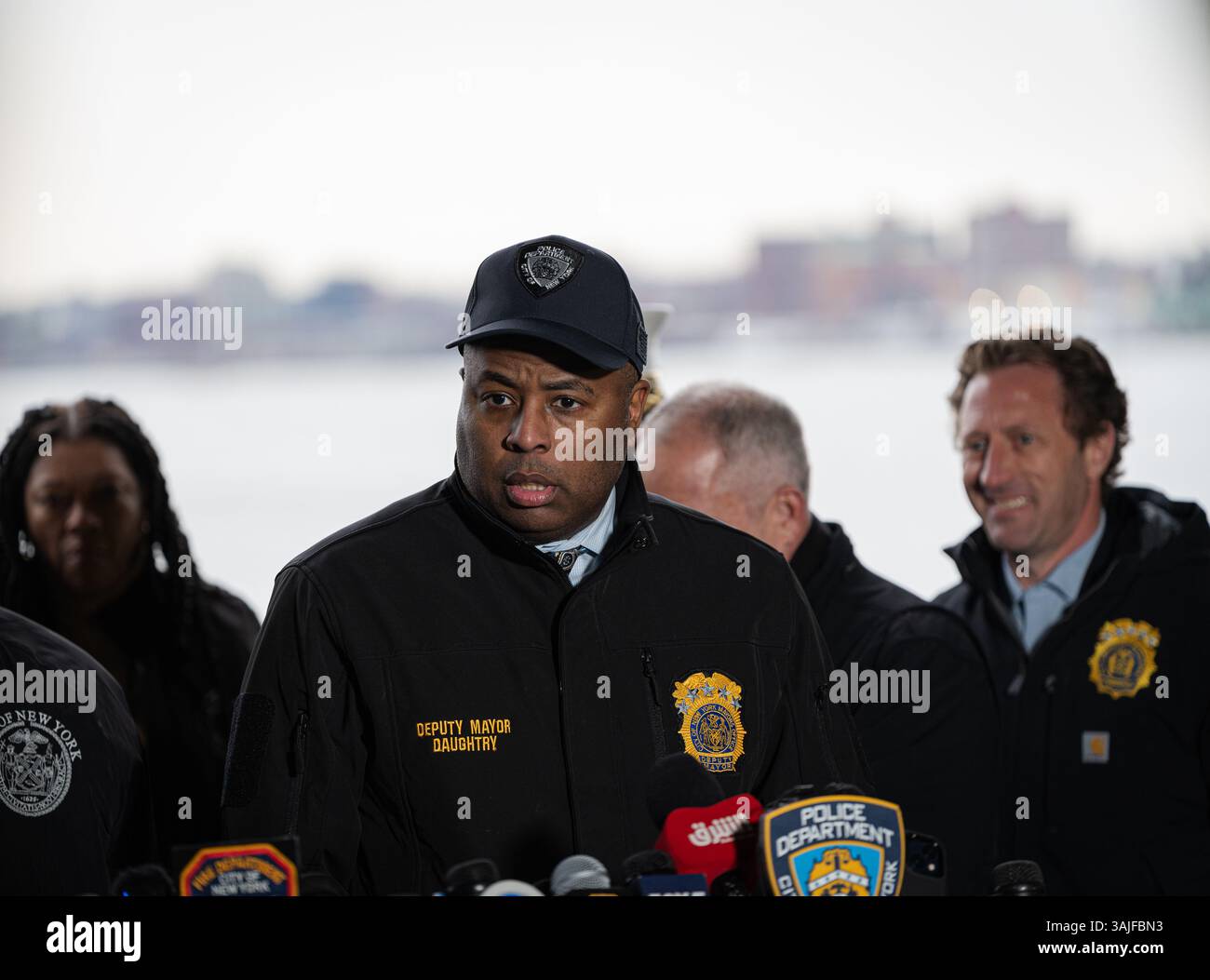 NYPD Chief of Department Kas Daughtry speakes to the media as a ...