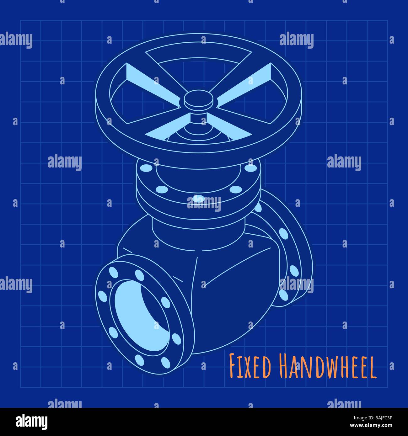 Blueprint for industrial valve. Plumbing service pipeline maintenance ...