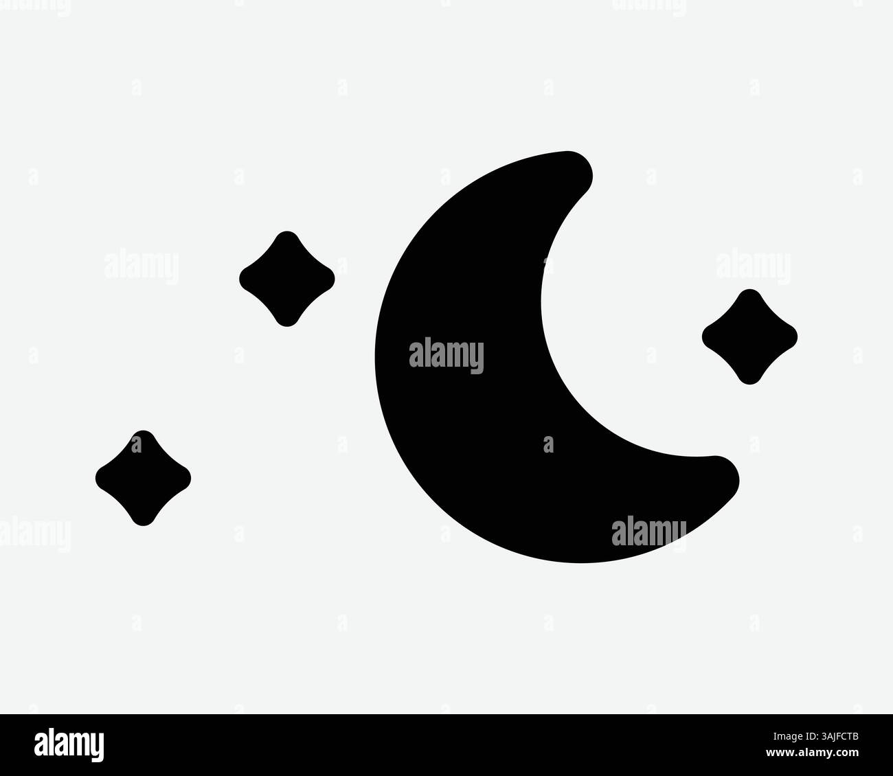 Night Sky Stars Icon Crescent Moon Star Stary Midnight Space Astronomy ...